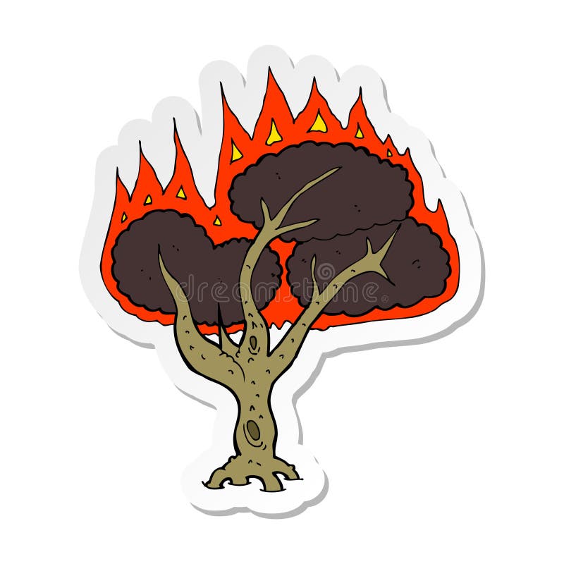 Sticker of a Cartoon Burning Tree Stock Vector - Illustration of icon ...