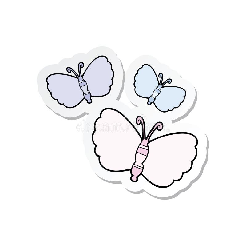 Sticker of a Cartoon Butterflies Stock Vector - Illustration of funny ...