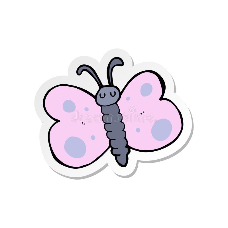 Sticker of a Cartoon Butterfly Stock Vector - Illustration of cute ...