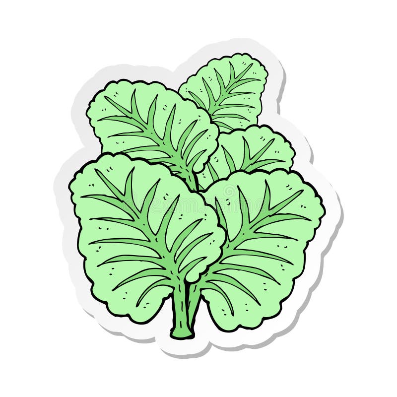 Sticker of a Cartoon Cabbage Leaves Stock Vector - Illustration of ...