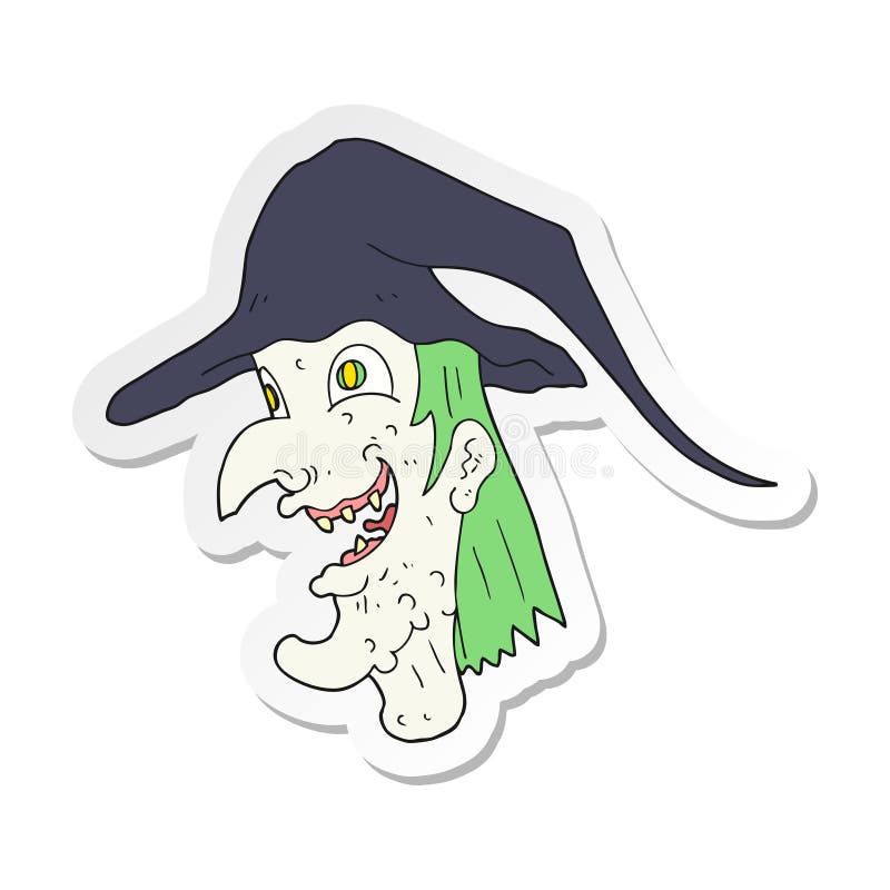 Sticker of a Cartoon Cackling Witch Stock Vector - Illustration of sign ...