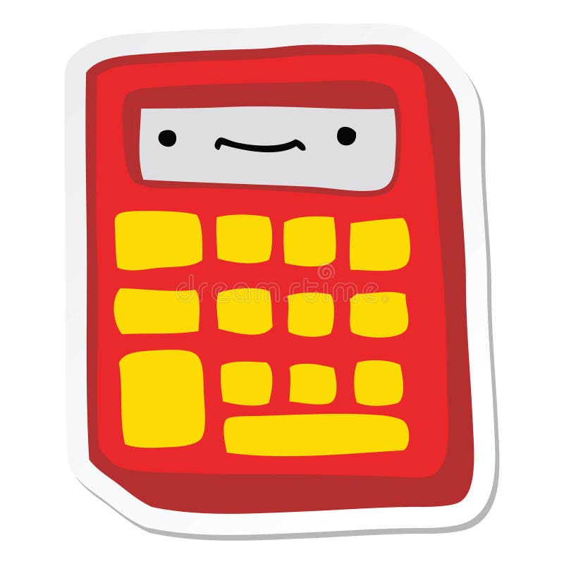 Sticker of a Cartoon Calculator Stock Vector - Illustration of ...
