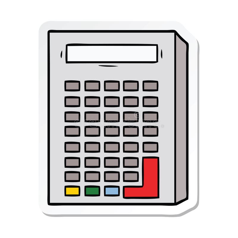 Sticker of a Cartoon Calculator Stock Vector - Illustration of decal ...