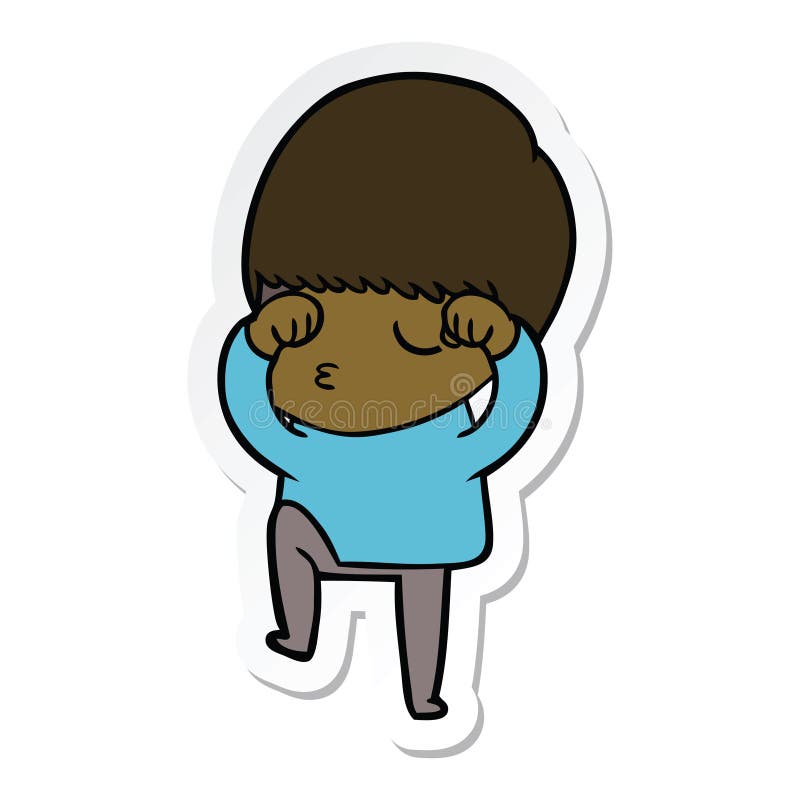 Sticker of a Cartoon Calm Boy Stock Vector - Illustration of people ...