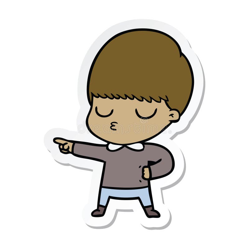 Sticker of a Cartoon Calm Boy Stock Vector - Illustration of stick ...