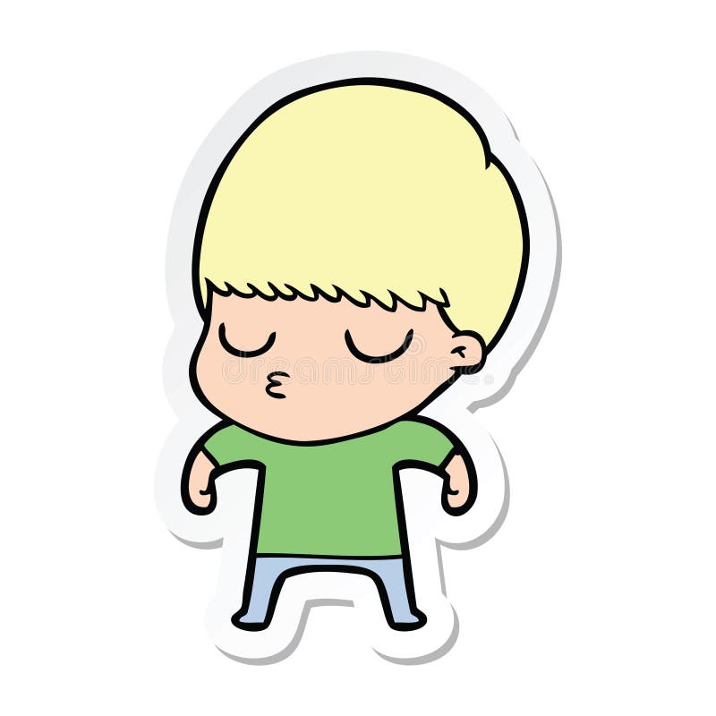 Sticker of a Cartoon Calm Boy Stock Vector - Illustration of icon, calm ...