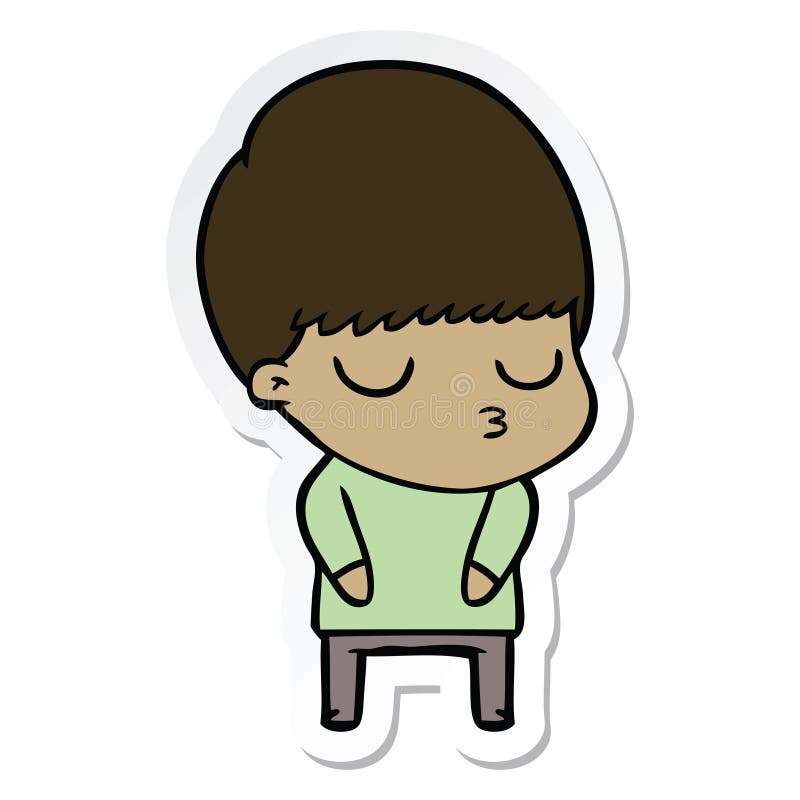 Sticker of a Cartoon Calm Boy Stock Vector - Illustration of retro ...