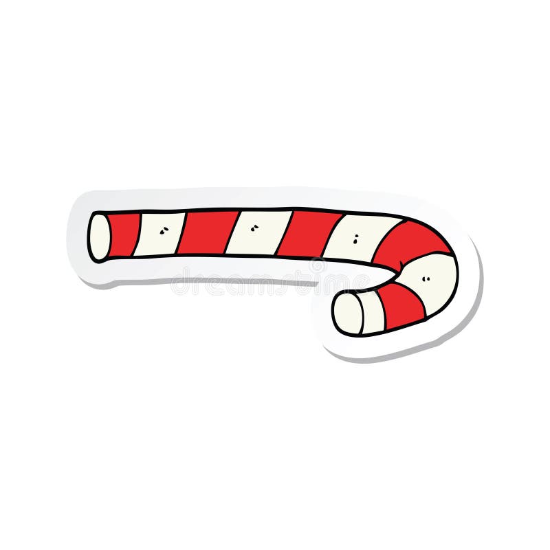 Sticker of a Cartoon Candy Cane Stock Vector - Illustration of retro ...