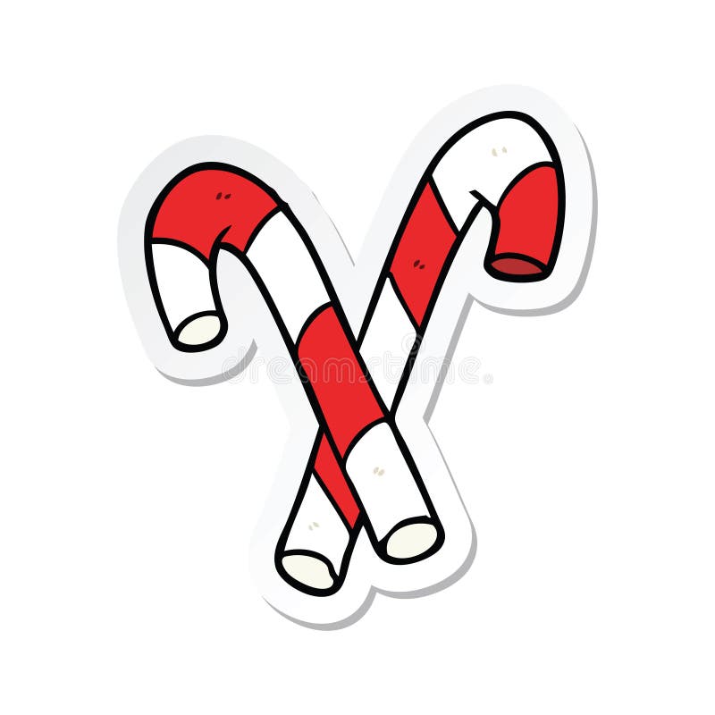 Sticker of a Cartoon Candy Canes Stock Vector - Illustration of hand ...