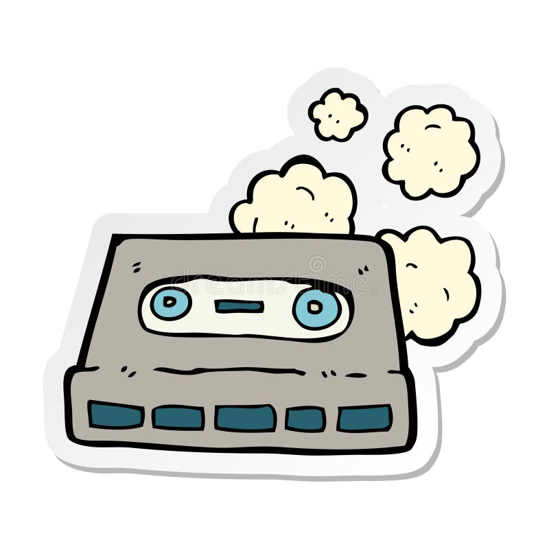 Sticker of a Cartoon Cassette Tape Stock Vector - Illustration of ...