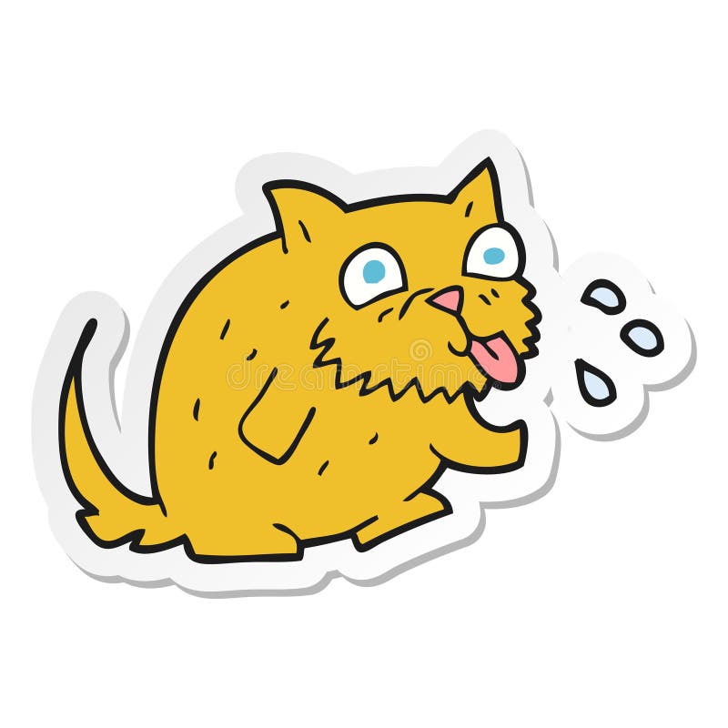 Sticker of a Cartoon Cat Blowing Raspberry Stock Vector - Illustration ...