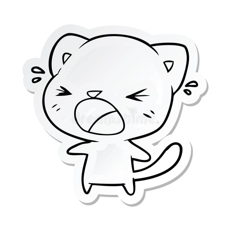 Sticker of a Cartoon Cat Crying Stock Vector - Illustration of cute ...
