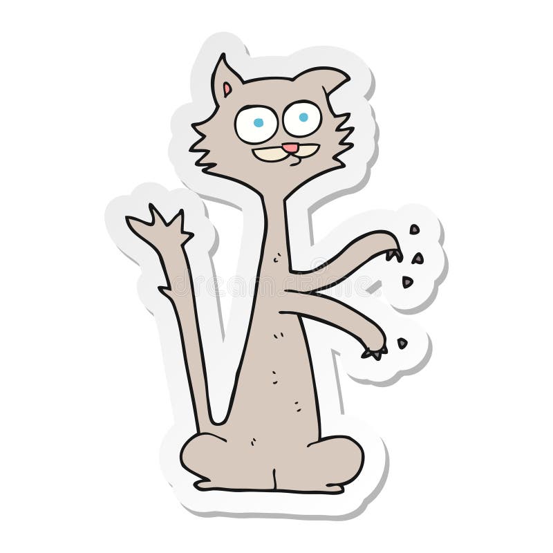Sticker of a Cartoon Cat Scratching Stock Vector - Illustration of ...