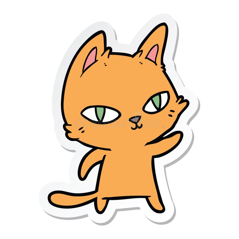 Sticker of a Cartoon Cat Staring Stock Vector - Illustration of kitten ...