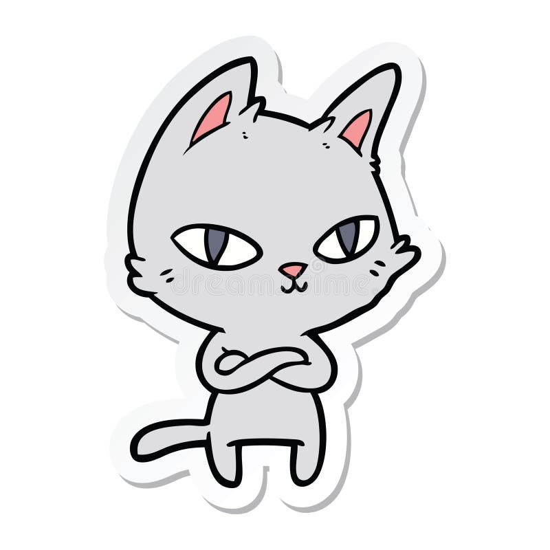 Sticker of a Cartoon Cat Staring Stock Vector - Illustration of cartoon ...