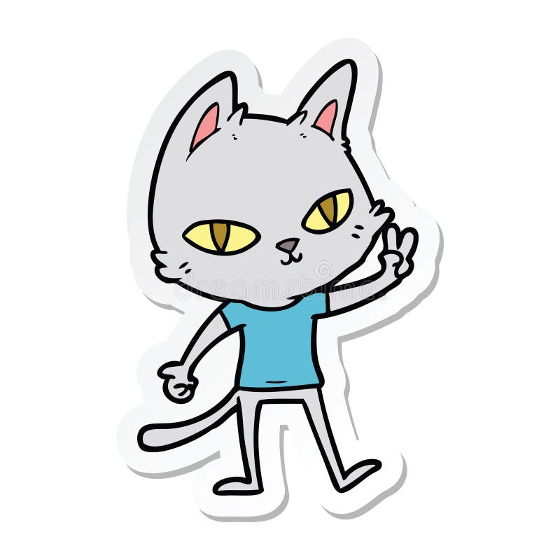 Sticker of a Cartoon Cat Waving Stock Vector - Illustration of cartoon ...