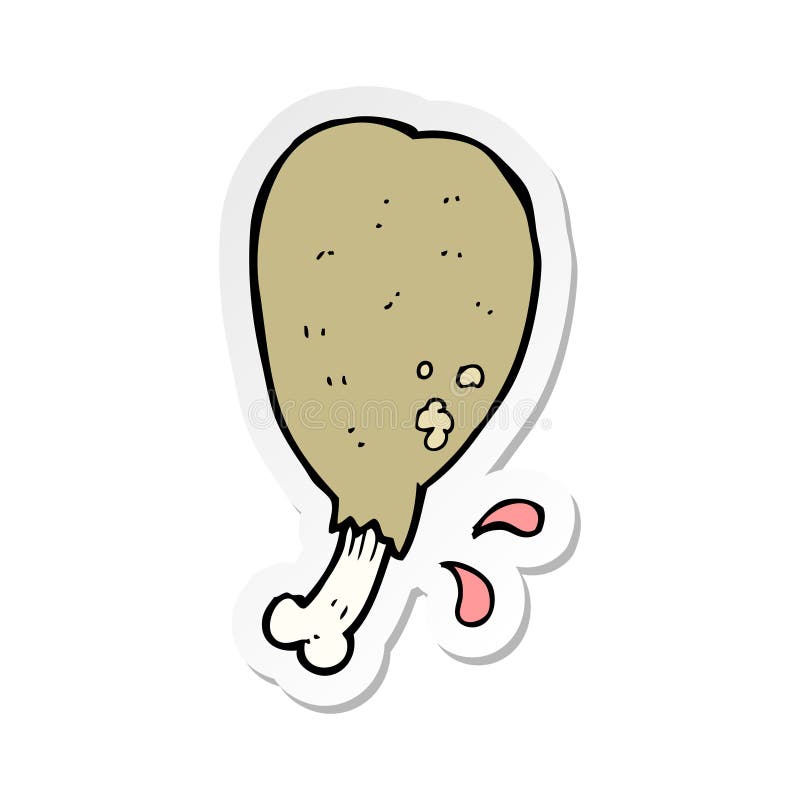 Sticker of a Cartoon Chicken Leg Stock Vector - Illustration of sticker ...