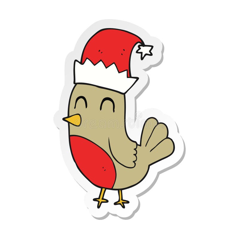 Sticker of a Cartoon Christmas Robin Stock Vector - Illustration of ...