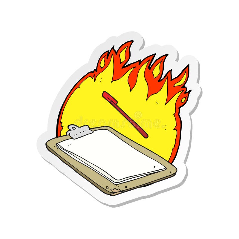 Sticker of a Cartoon Clip Board on Fire Stock Vector - Illustration of ...