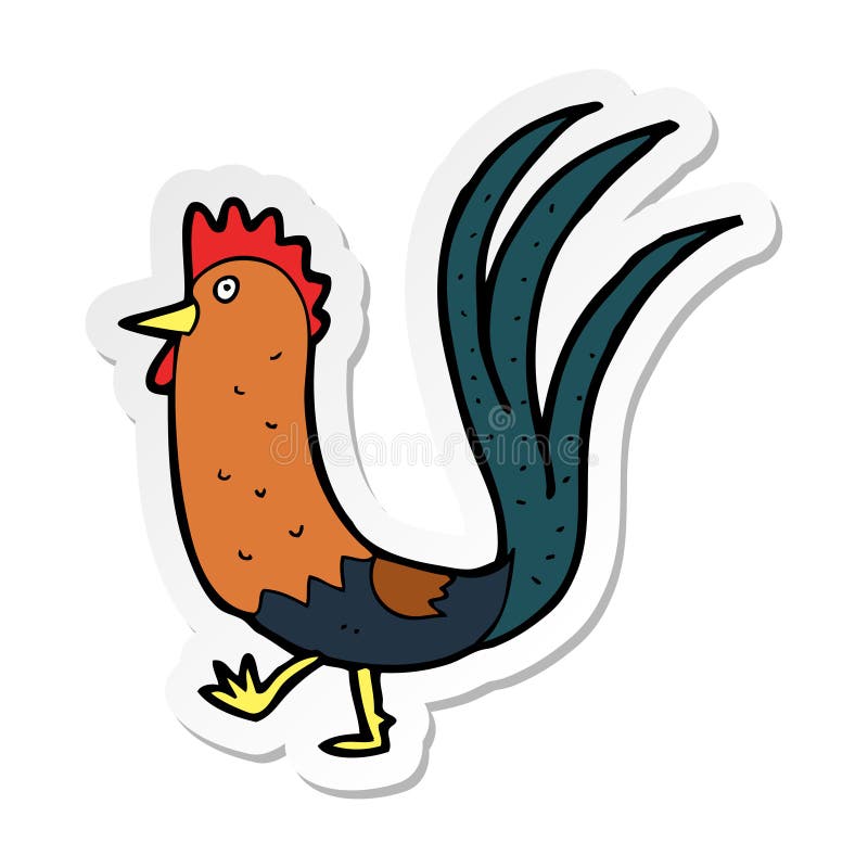 Sticker of a Cartoon Cockerel Stock Vector - Illustration of rooster ...