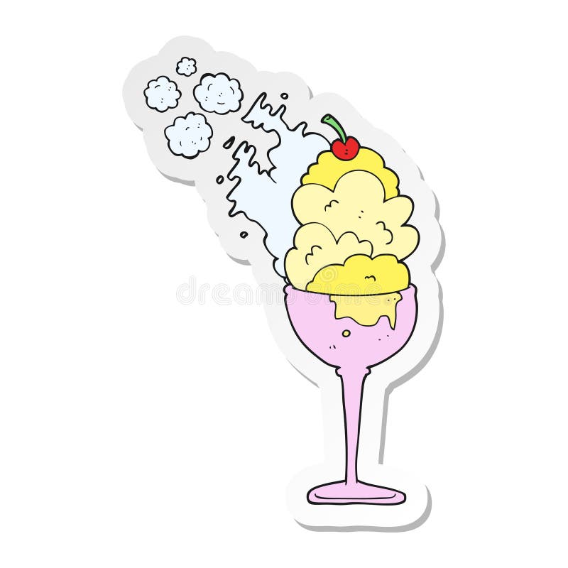 Sticker of a Cartoon Cold Ice Cream Stock Vector - Illustration of ...