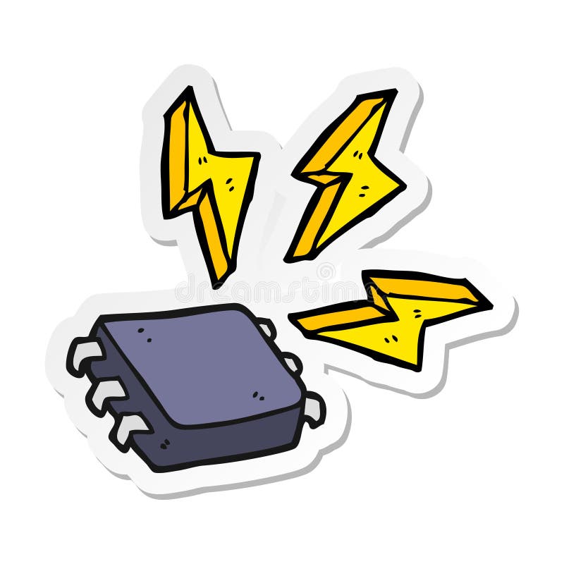 Sticker of a Cartoon Computer Chip Stock Vector - Illustration of chip ...