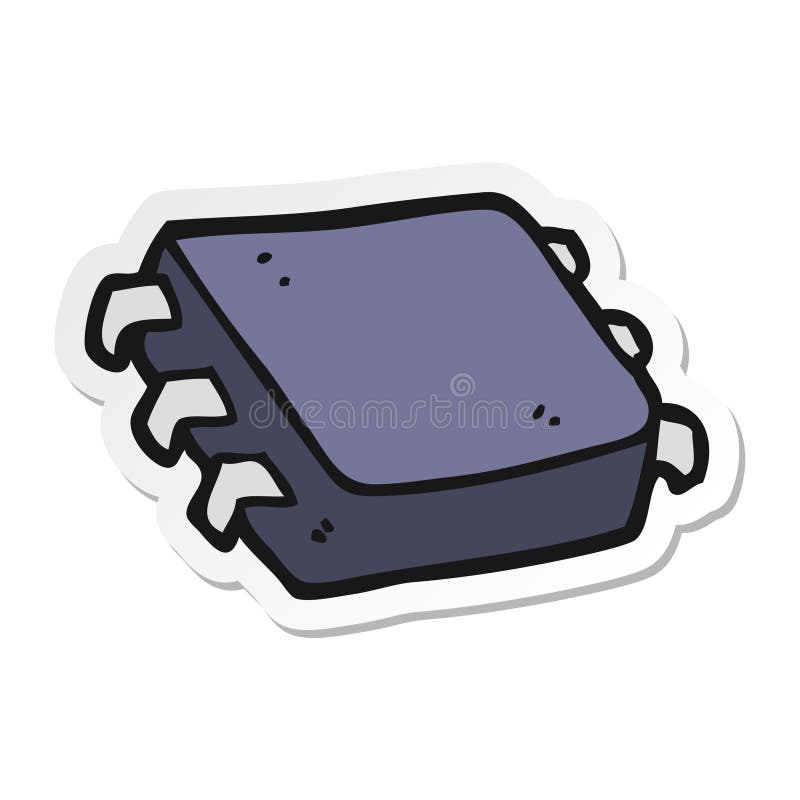 Sticker of a Cartoon Computer Chip Stock Vector - Illustration of ...