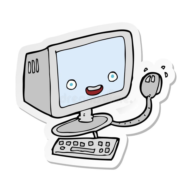 Sticker of a Cartoon Computer Stock Vector - Illustration of design ...