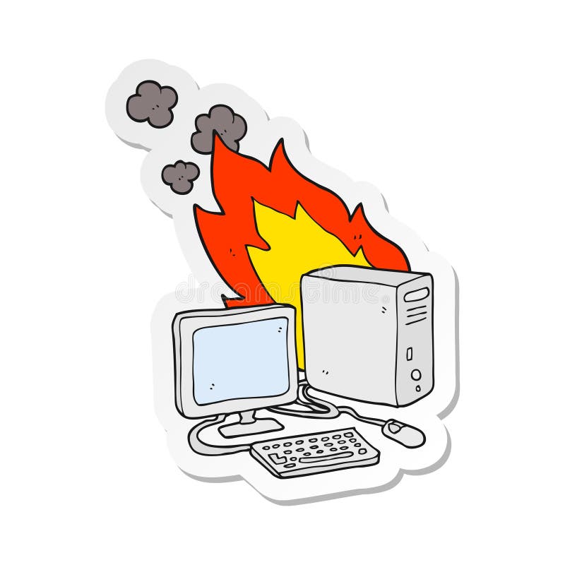 Sticker of a Cartoon Computer Stock Vector - Illustration of symbol ...