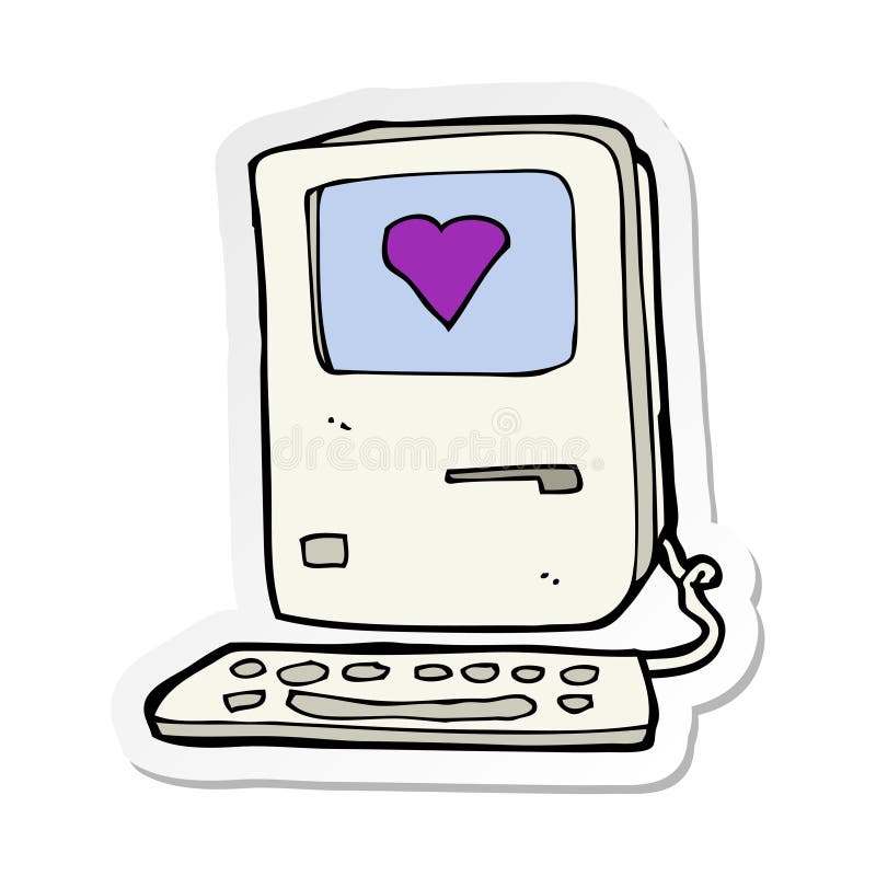 Sticker of a Cartoon Computer with Love Heart Stock Vector ...