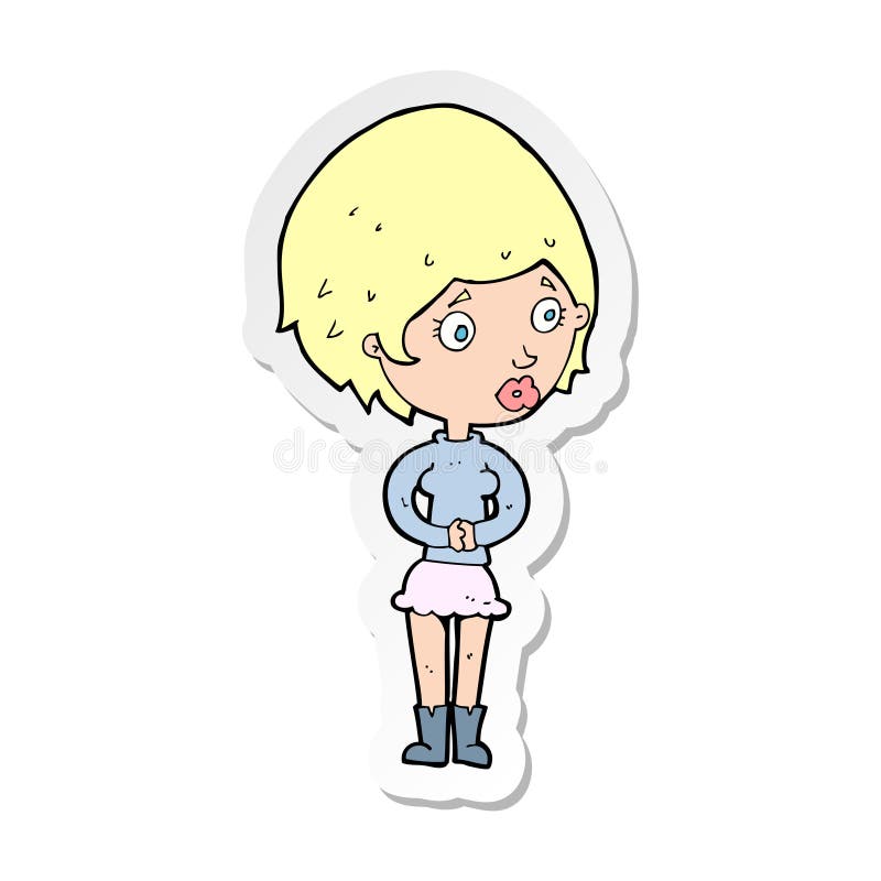 Sticker of a Cartoon Concerned Woman Stock Vector - Illustration of ...