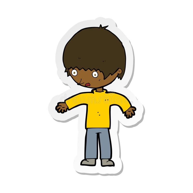 Sticker of a Cartoon Confused Boy Stock Vector - Illustration of ...