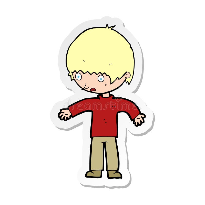 Sticker of a Cartoon Confused Boy Stock Vector - Illustration of doodle ...