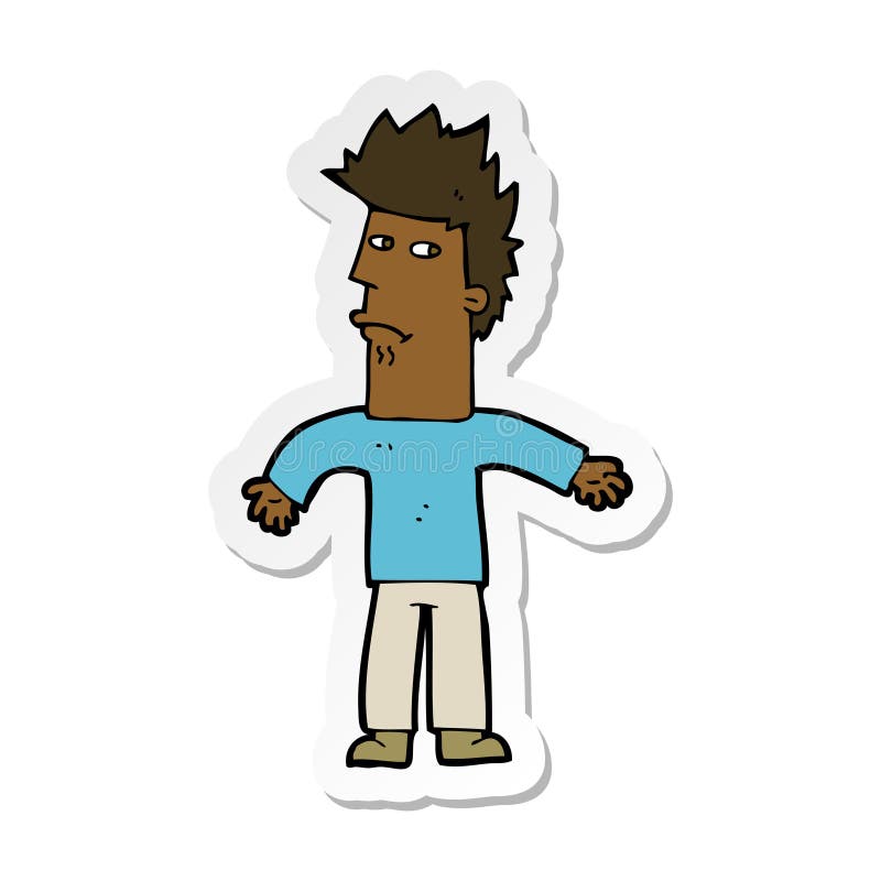 Sticker of a Cartoon Confused Man Stock Vector - Illustration of funny ...
