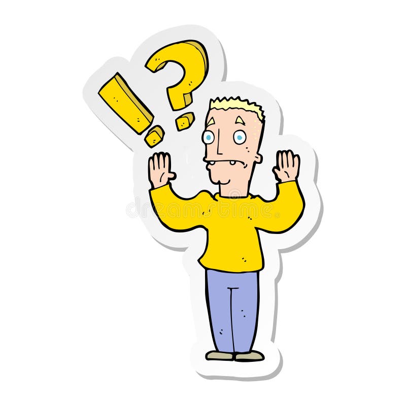 Sticker of a Cartoon Confused Man Stock Vector - Illustration of quirky ...
