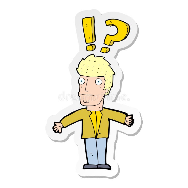 Sticker of a Cartoon Confused Man Stock Vector - Illustration of ...