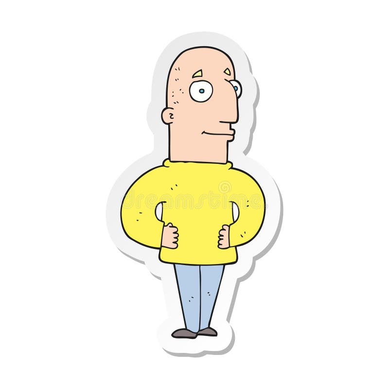 Sticker of a Cartoon Content Man Stock Vector - Illustration of retro ...