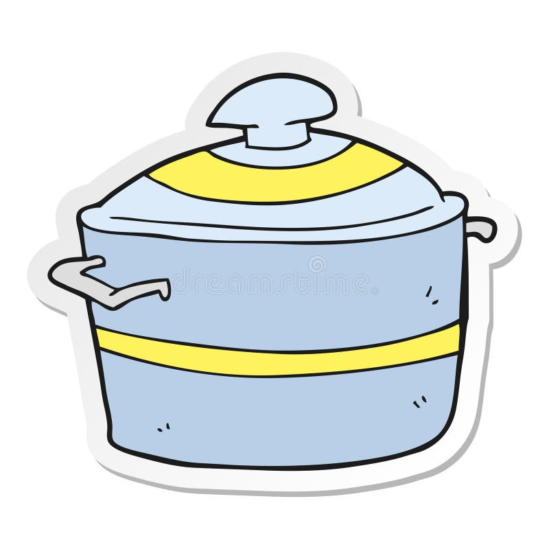 Sticker of a Cartoon Cooking Pot Stock Vector - Illustration of cute ...
