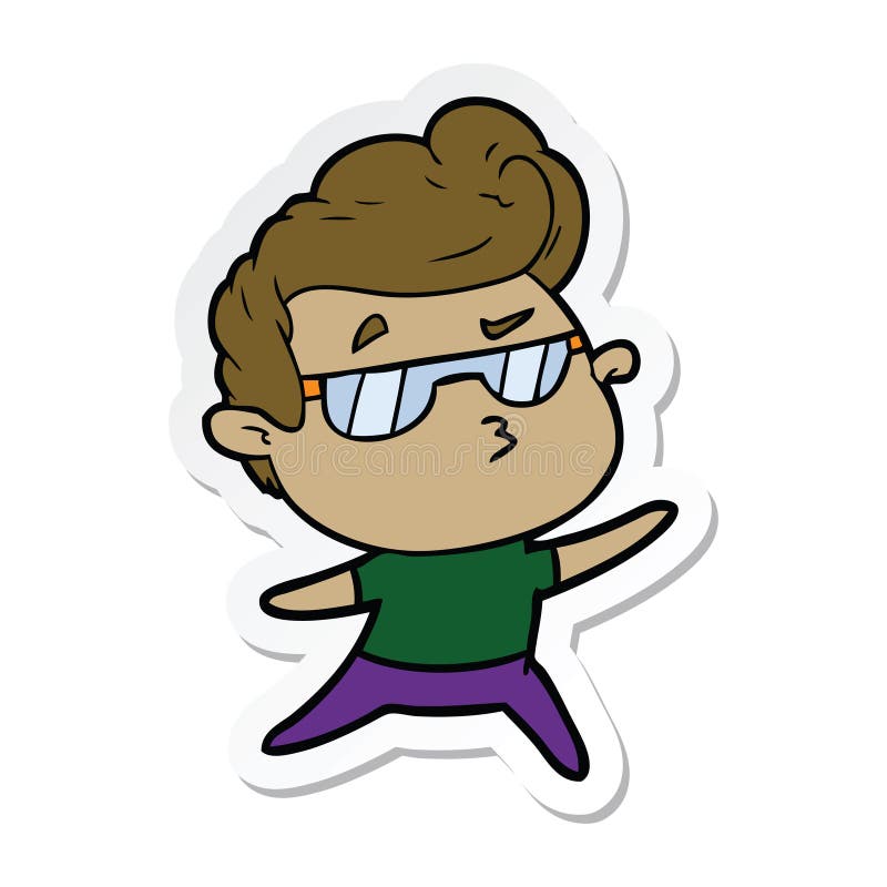 Sticker of a Cartoon Cool Guy Stock Vector - Illustration of funny ...