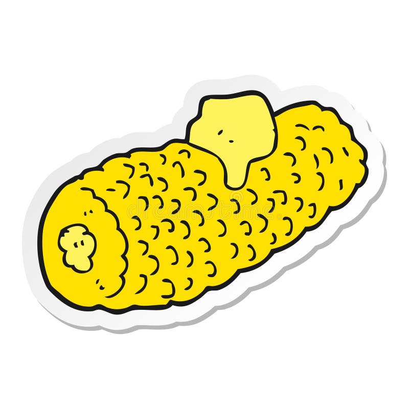 Sticker of a Cartoon Corn on Cob with Butter Stock Vector ...