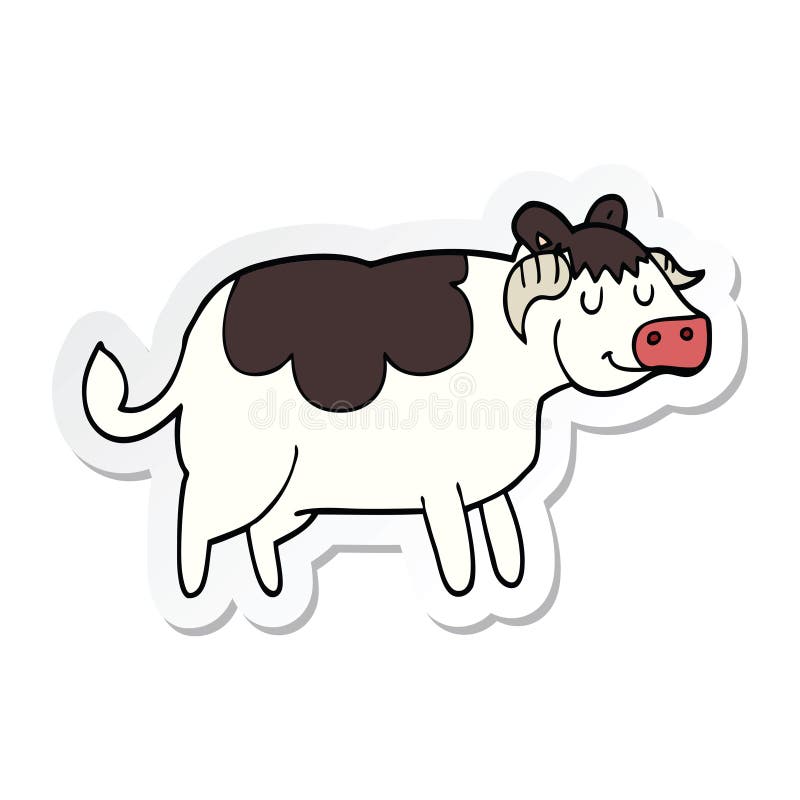 Sticker of a cartoon cow stock vector. Illustration of animals - 147641935
