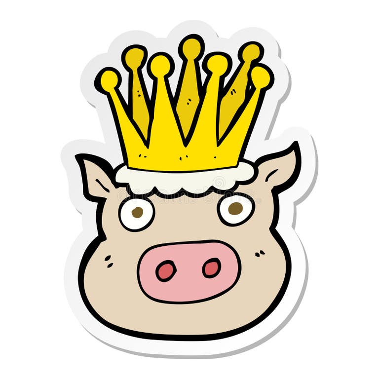 Sticker of a Cartoon Crowned Pig Stock Vector - Illustration of crazy ...