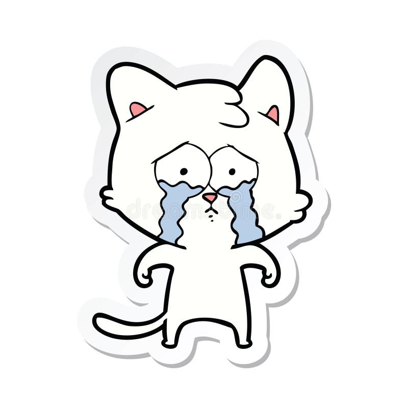Sticker of a Cartoon Crying Cat Stock Vector - Illustration of funny ...