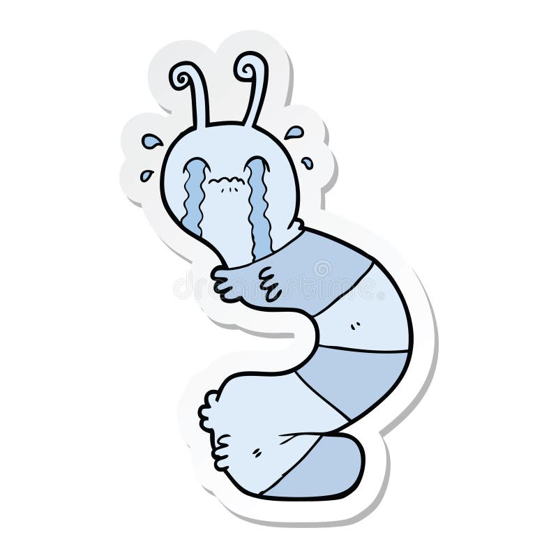 Sticker of a Cartoon Crying Caterpillar Stock Vector - Illustration of ...