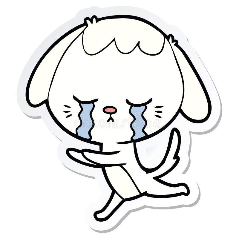 Sticker of a Cartoon Crying Dog Stock Vector - Illustration of funny ...