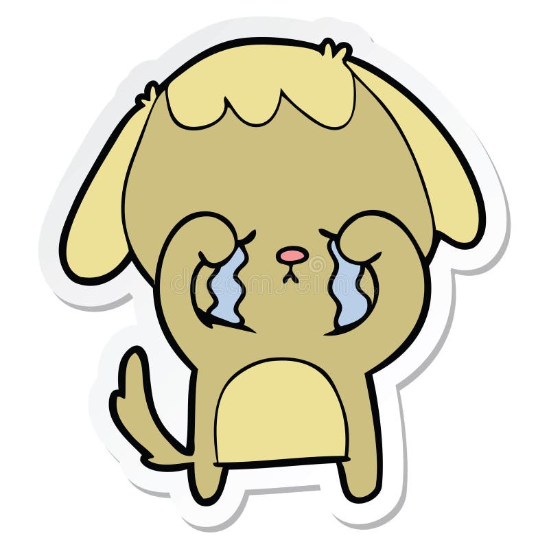 Sticker of a Cartoon Crying Dog Stock Vector - Illustration of cute ...