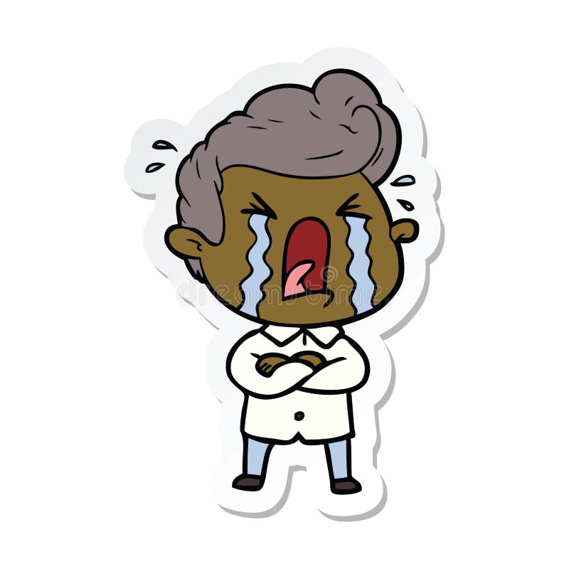 Sticker of a Cartoon Crying Man Stock Vector - Illustration of male ...