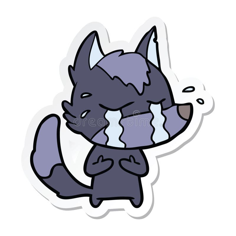 Sticker of a Cartoon Crying Wolf Stock Vector - Illustration of doodle ...