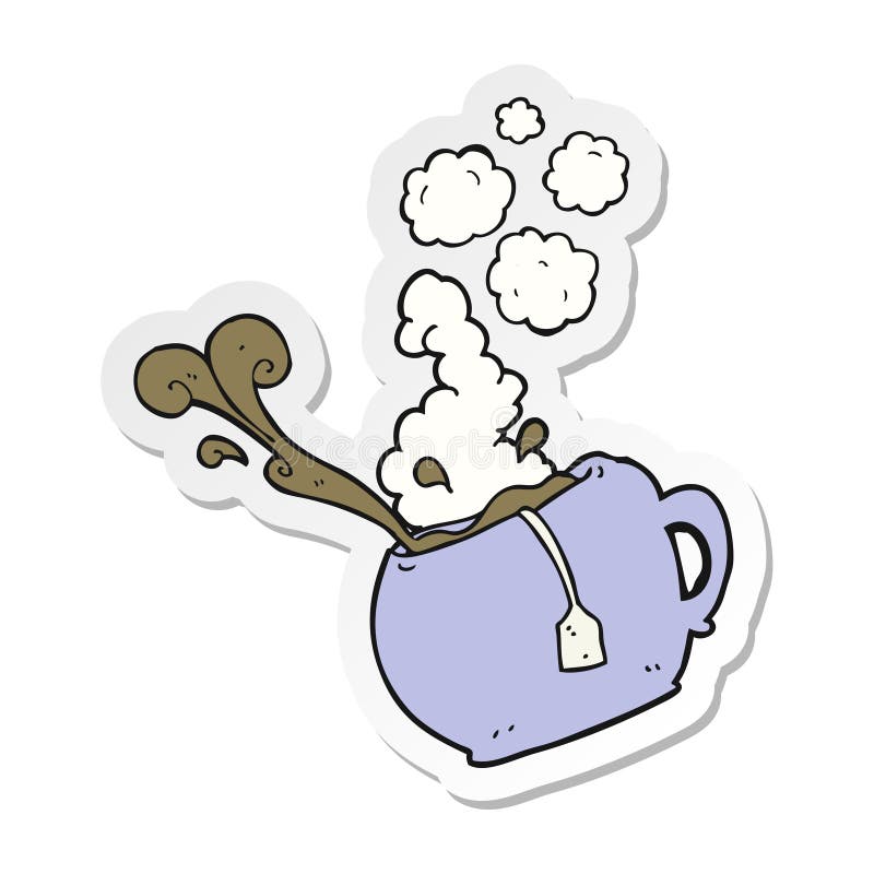 Sticker of a Cartoon Cup of Tea Stock Vector - Illustration of ...