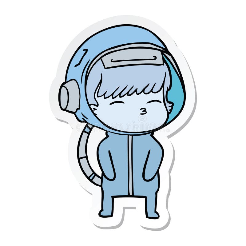 Sticker of a Cartoon Curious Astronaut Stock Vector - Illustration of ...